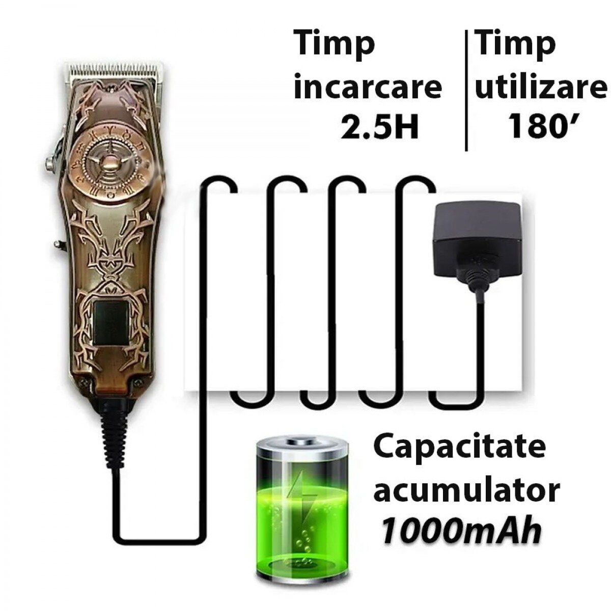Aparat de tuns Andowl Q-LF082, trimmer, lame inox, 6 distantiere - eMAG.ro