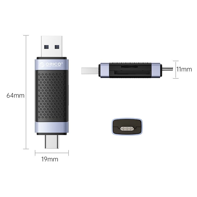 Orico TF+SD Dual Port USB2.0 Dual Head Card Reader Black/Silver ...