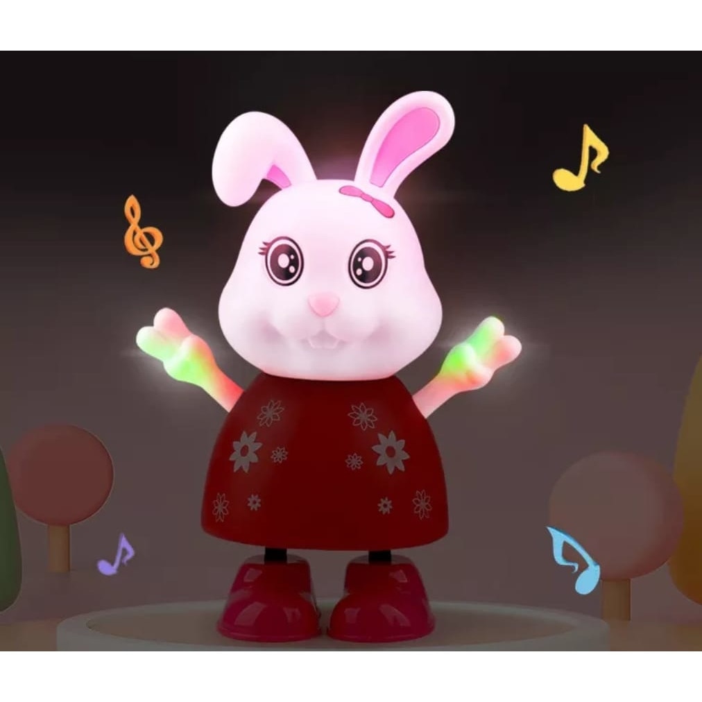 Jucarie interactiva, Iepurasul Dansator, rosu, 25 cm - eMAG.ro