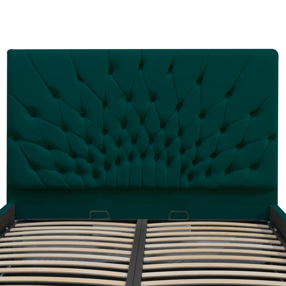 Pat dublu tapitat Carolina, 160/200 cm, verde cu nasturi tapitati, cu ...