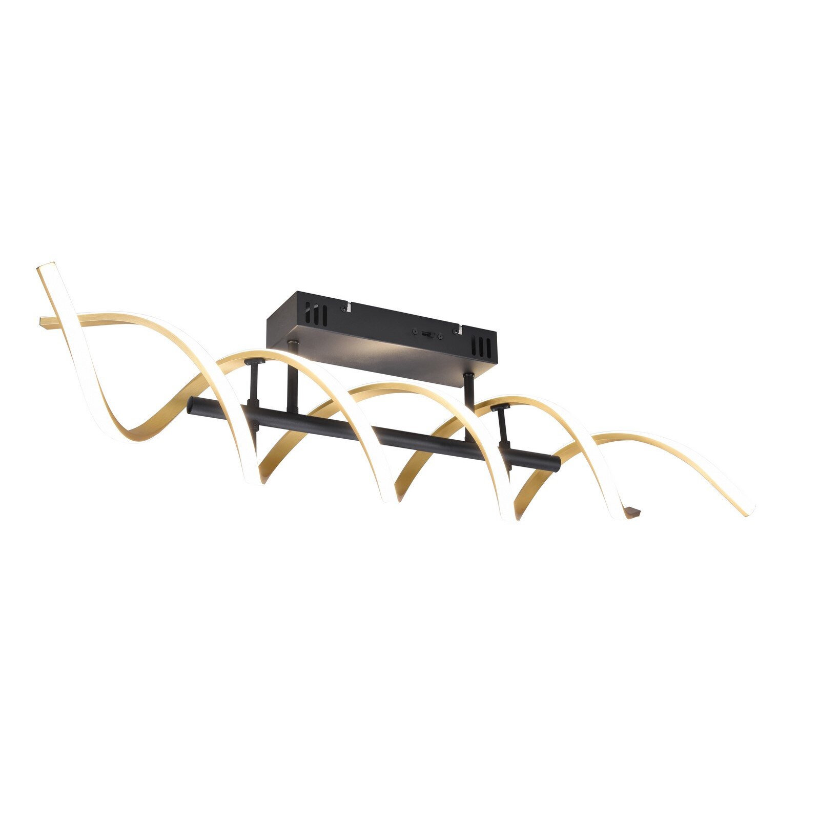 Lustra Sequence, Trio, Metal, Lumina LED, Negru/Auriu - eMAG.ro