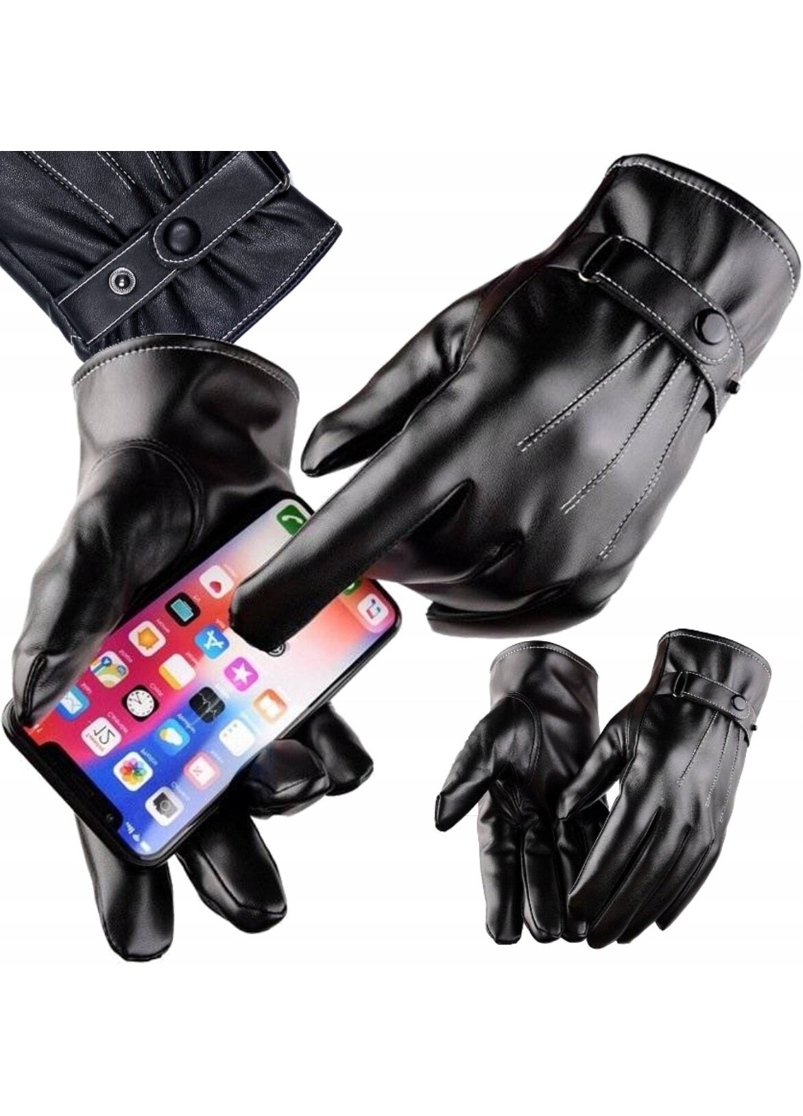 Manusi pentru barbati, Piele ecologica, Negru - eMAG.ro