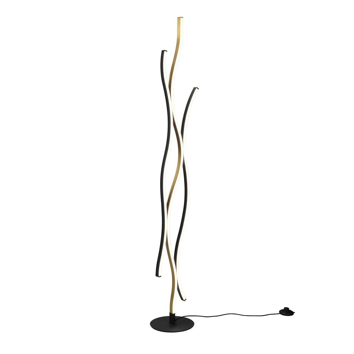 Lampadar de interior, Trio, Metal, Lumina LED, Negru/Auriu - eMAG.ro