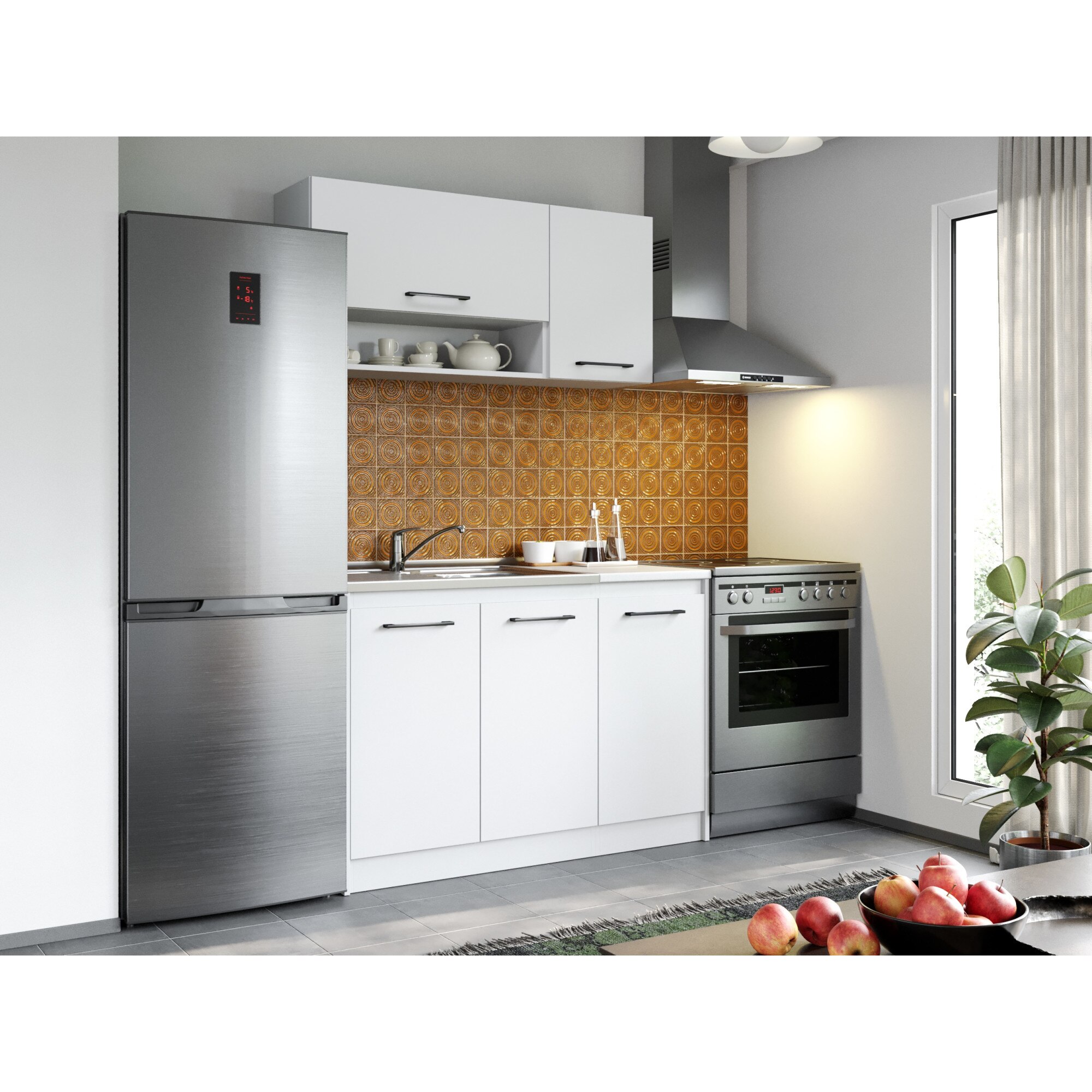 Set Mobila Bucatarie, Mina Pure Alb, C52, L 122 x A 60 x H 200 cm - eMAG.ro