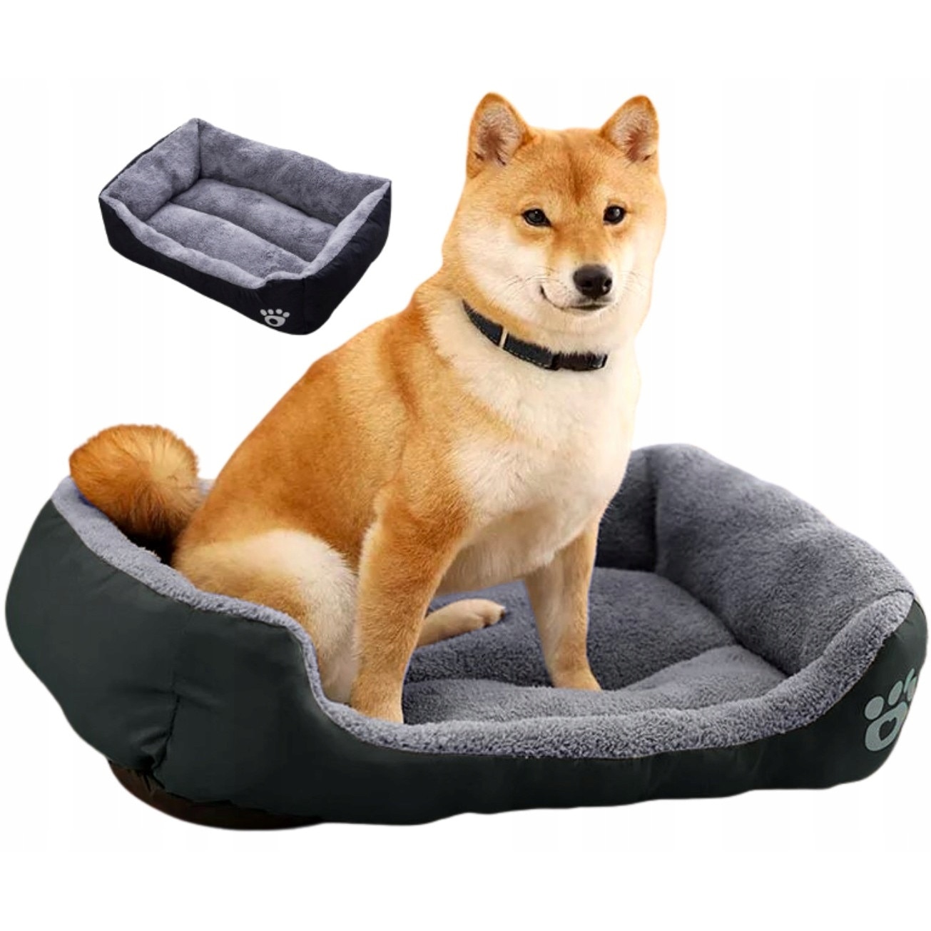 Pat pentru caini si pisici, Edibazzar, Poliester, Negru/Gri - eMAG.ro