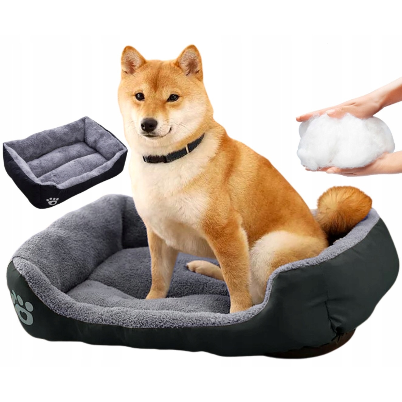 Pat pentru caini si pisici, Edibazzar, Poliester, Negru/Gri - eMAG.ro