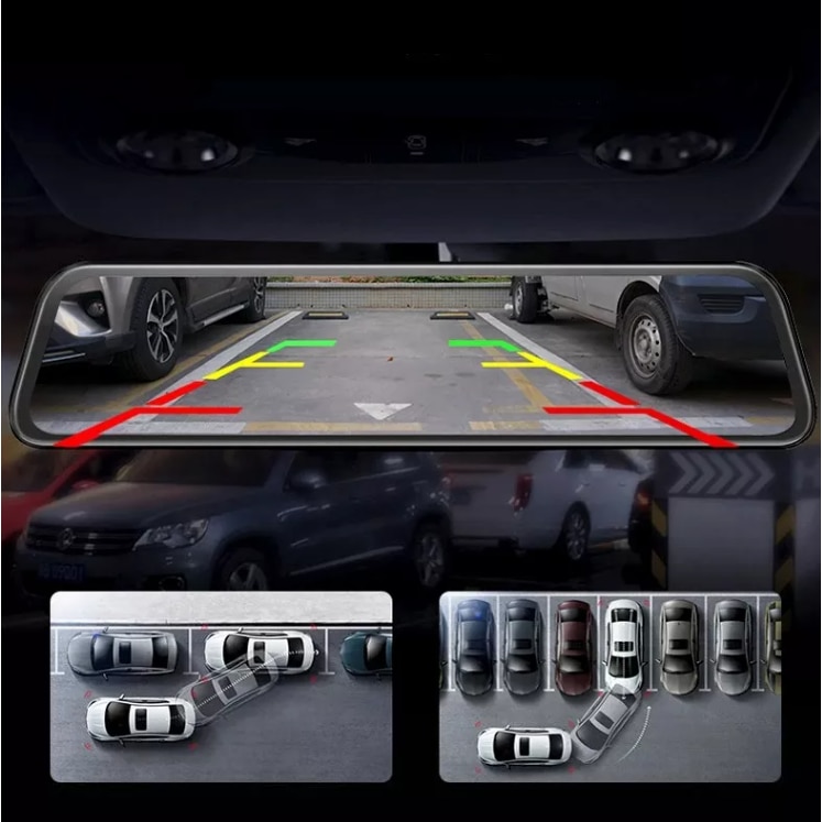 Камера за кола, вградена в огледалото за обратно виждане, с 2 HD предни ...