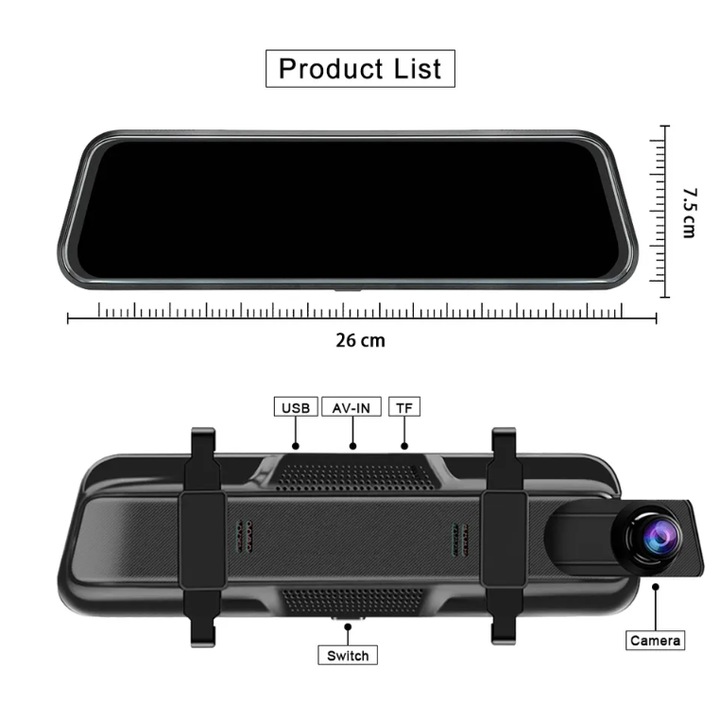 Camera auto incorporata in oglinda retrovizoare, cu 2 camere fata/spate ...