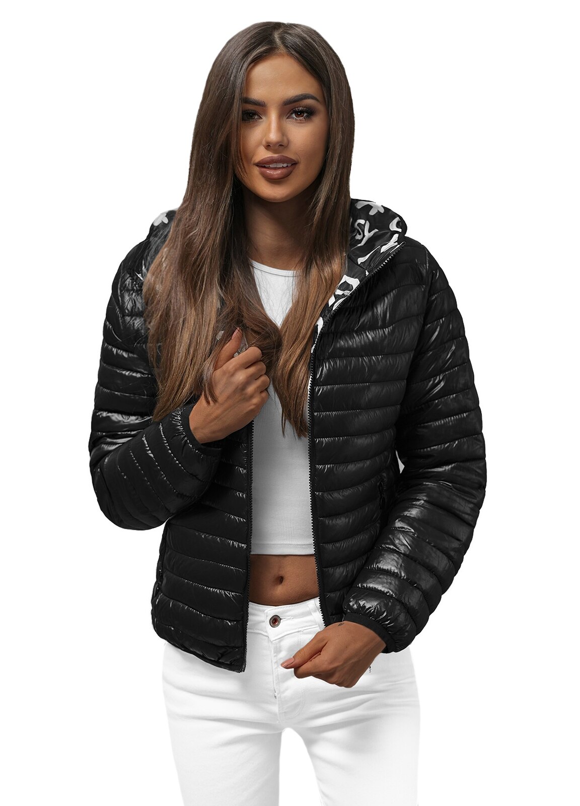 Geaca de femei reversibila neagra OZONEE O/H953 M - eMAG.ro