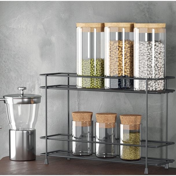 Raft, Metal, 2 nivele, 32x8x21 cm, Negru - eMAG.ro