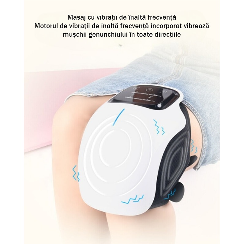 Dispozitiv pentru masaj genunchi cu vibratii si incalzire pentru articulatii si muschi, 3 trepte ...