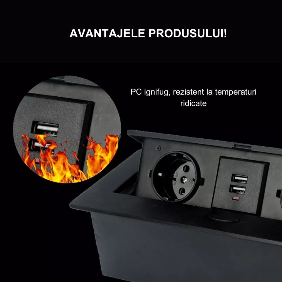 Priza Incorporabila In Blat Birou, Masa Sau Bucatarie, 2xPrize Schuko ...