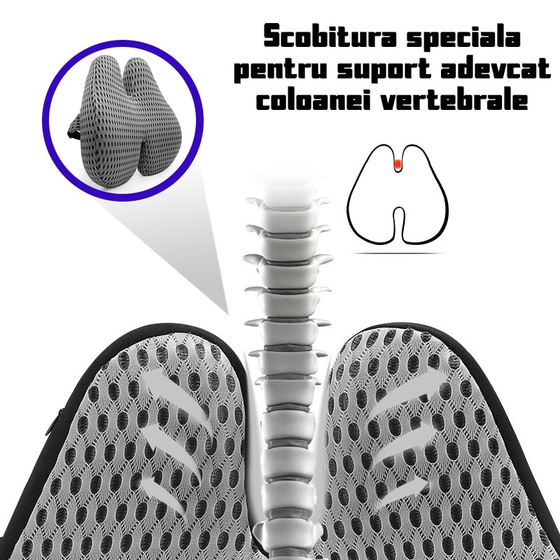 Perna ortopedica lombara cu pernuta extra-suport ajustabil, bretea ...