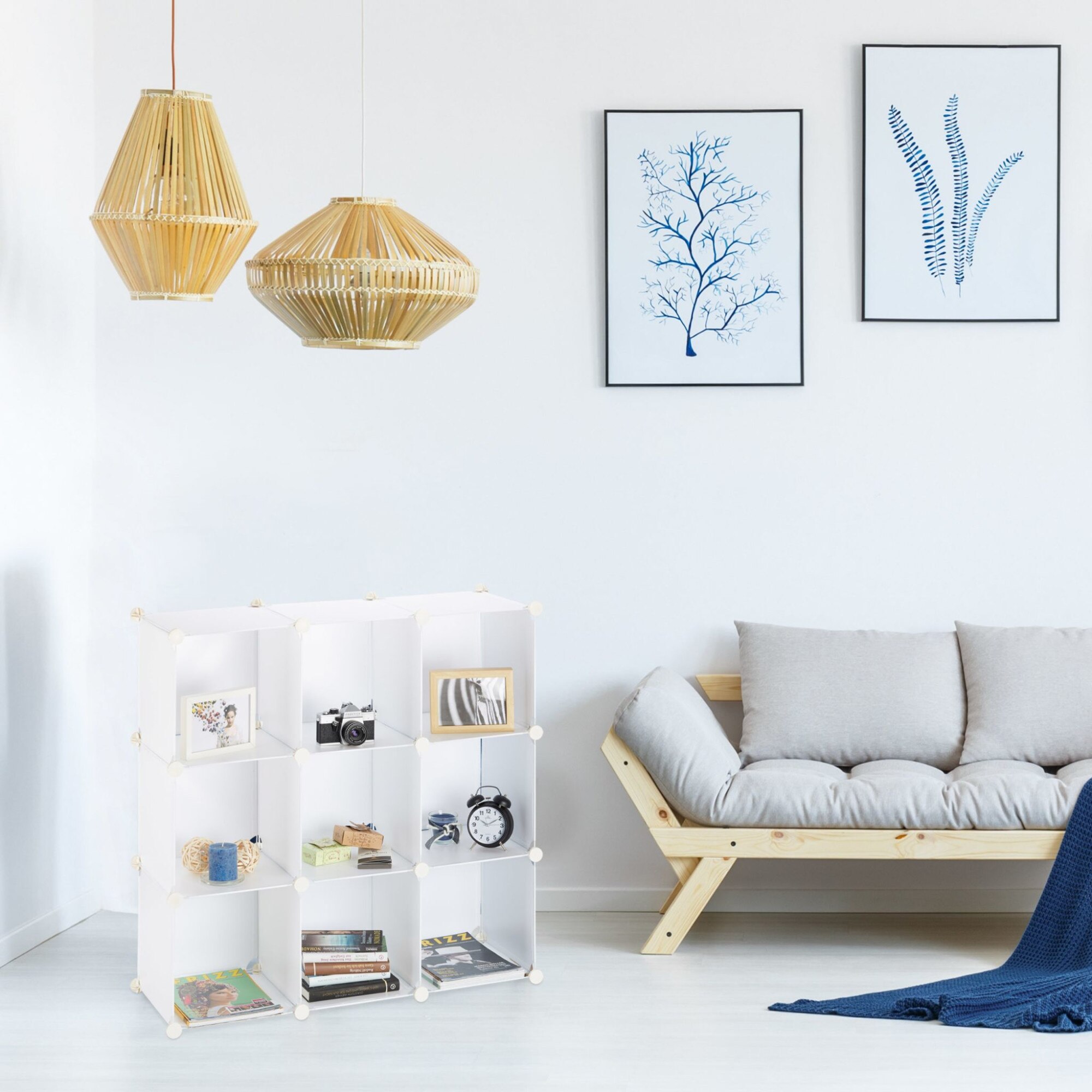 Raft pentru depozitare tip cub cu 9 compartimente, RelaxDays, plastic ...