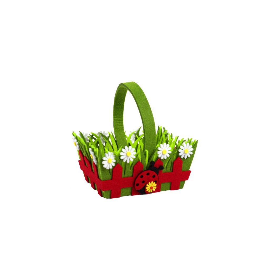 Cosulet cu design buburuza si flori decorative de Paste, 18 x 8 cm ...