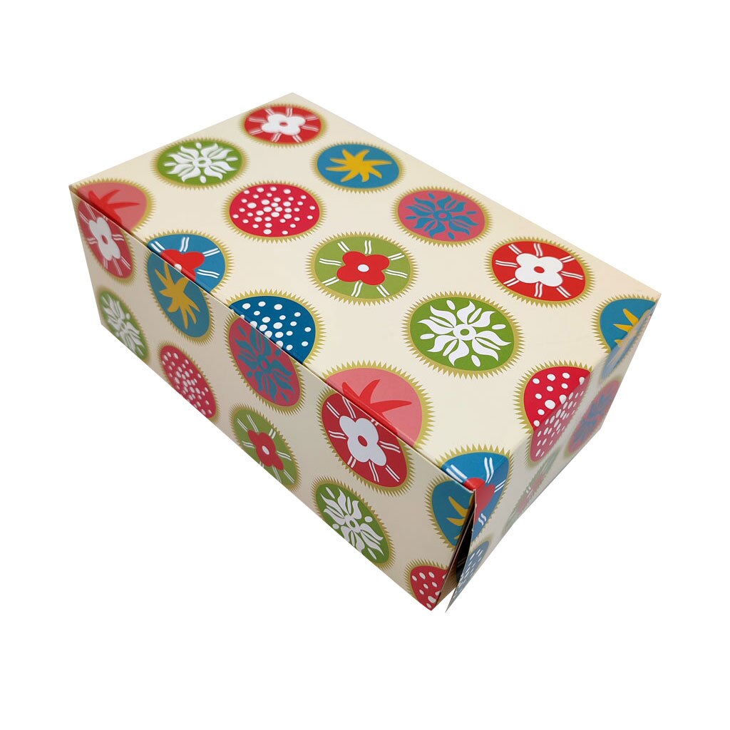 Set 50 Cutii carton prajituri, cu capac, imprimate cu buline ...