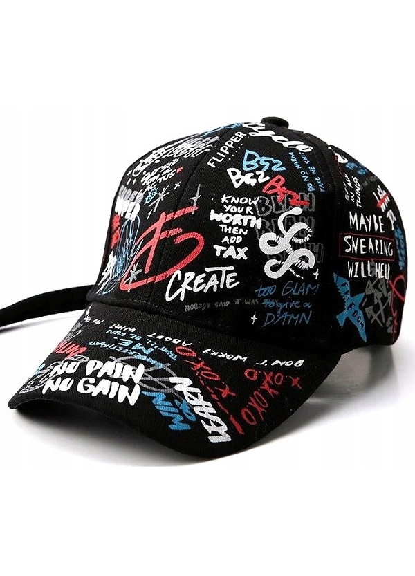 Sapca Grafitti punk unisex, Reglabil, 56-60 cm, Negru - eMAG.ro