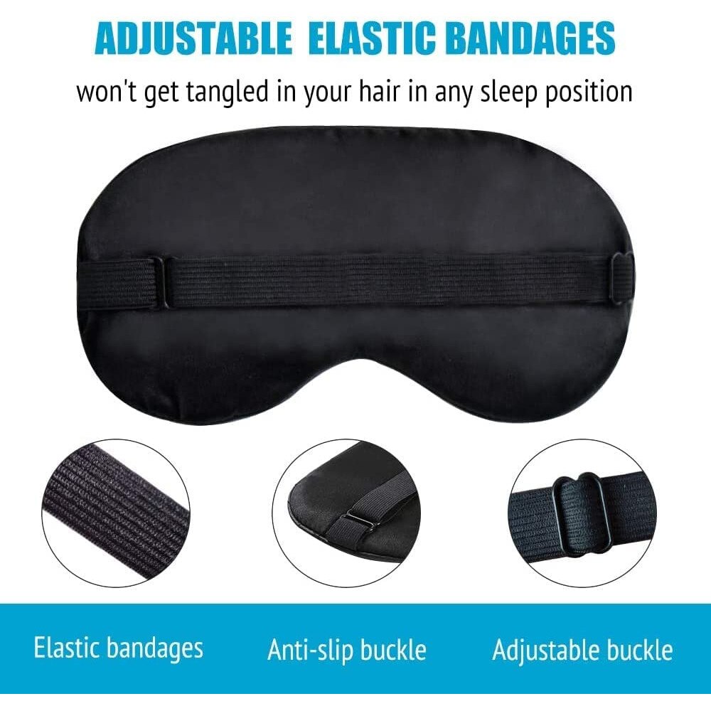 Masca pentru somn, Matase, Reglabila, Negru - eMAG.ro