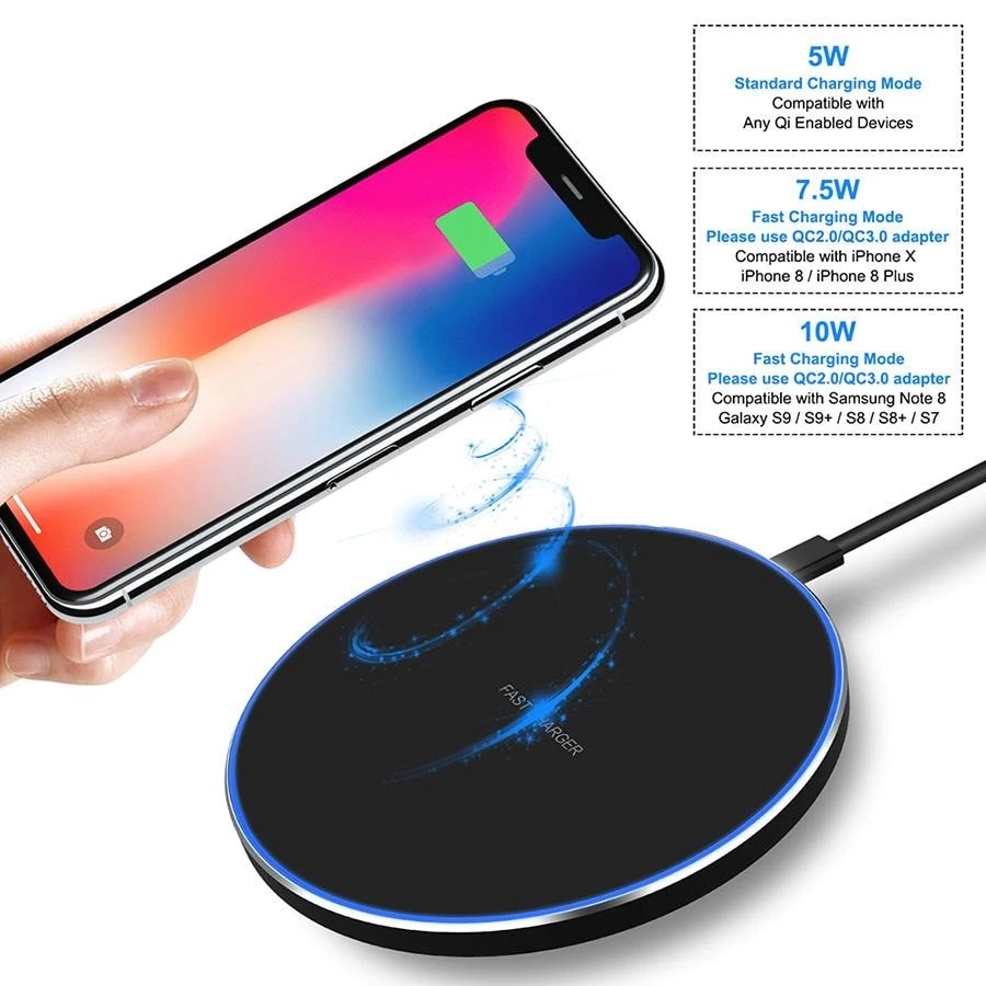 Incarcator Wireless Telefon MRG M667, 10W, Fast Charge, Negru - eMAG.ro
