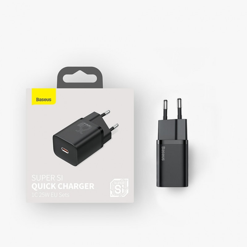 Incarcator rapid Baseus Super Si, USB-C, 25W, Negru - eMAG.ro