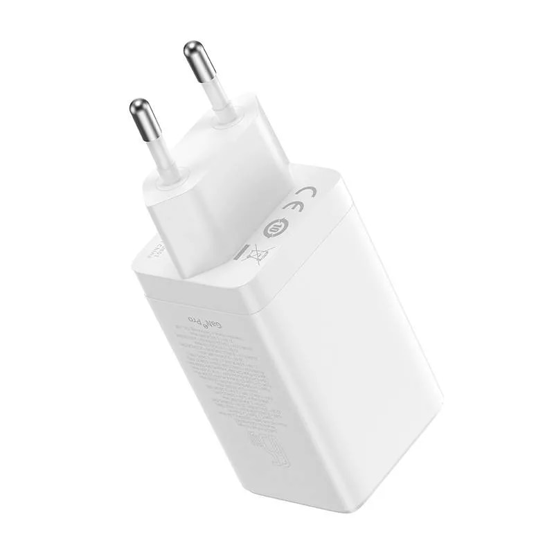Incarcator, Baseus, 2xUSB-C + USB, 65W, alb - eMAG.ro