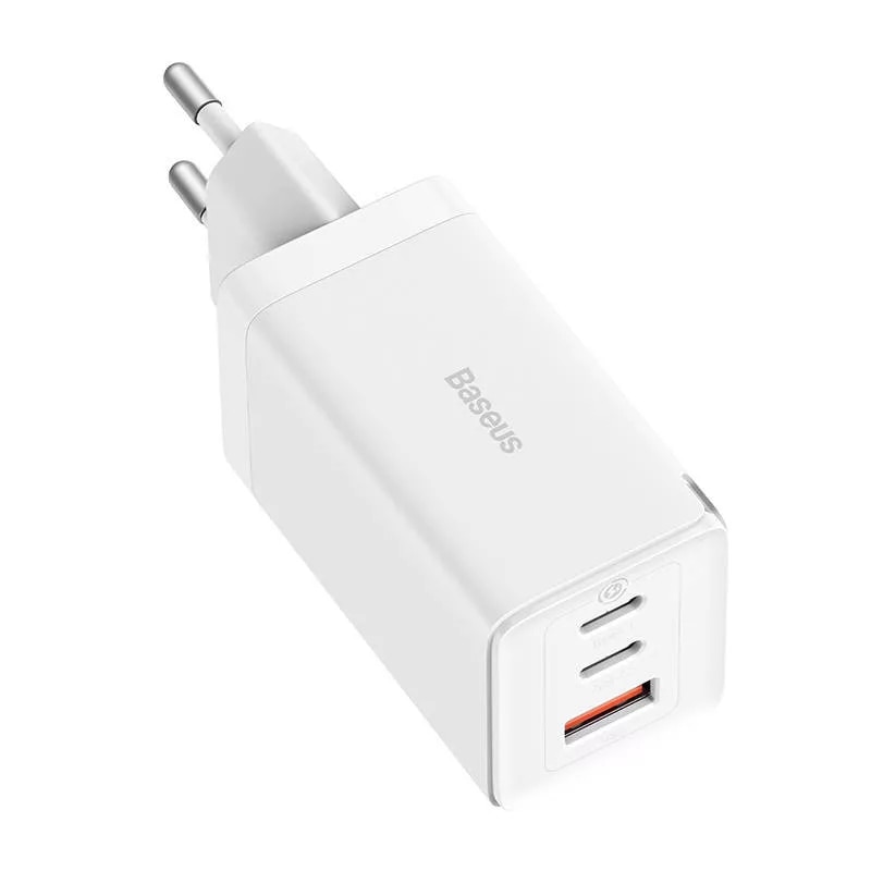 Incarcator, Baseus, 2xUSB-C + USB, 65W, alb - eMAG.ro