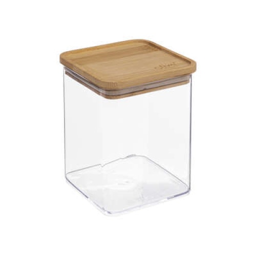 Recipient depozitare alimente capacitate 1 L plastic PS si capac bambus ...