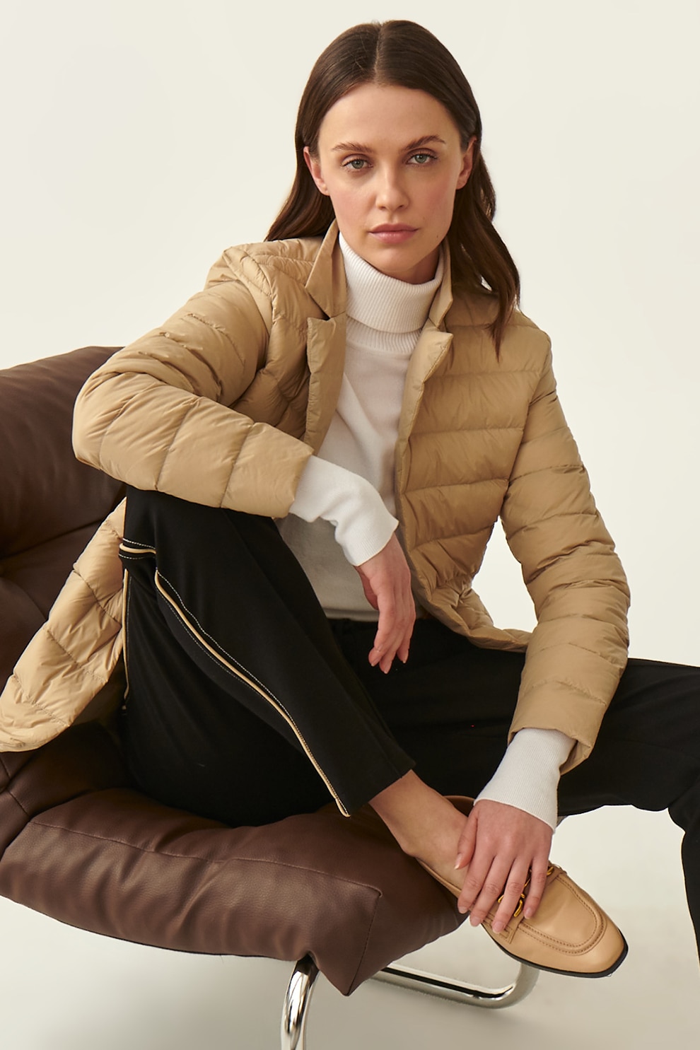 Tatuum, Geaca matlasata cu revere decupate, Bej, 38 - eMAG.ro