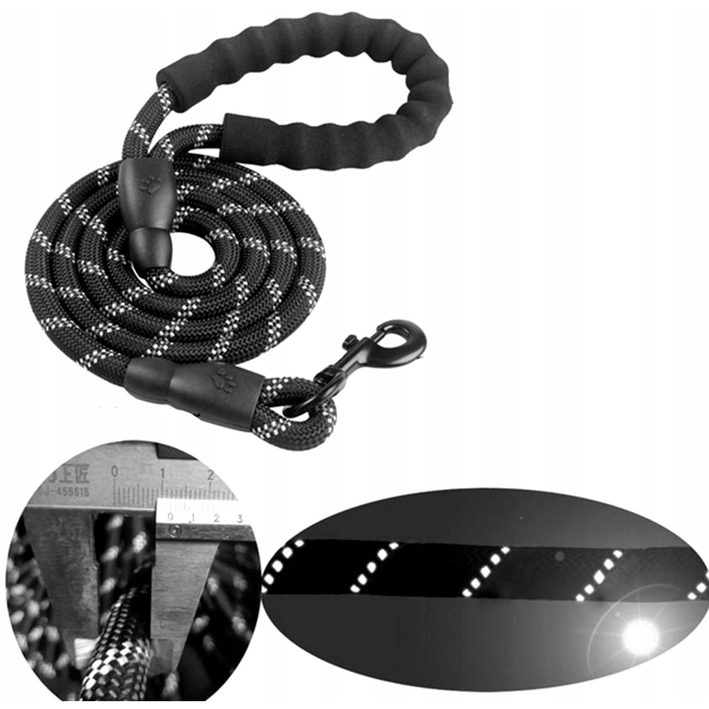 Lesa de caine, Reflectorizanta, 2 m, Negru - eMAG.ro