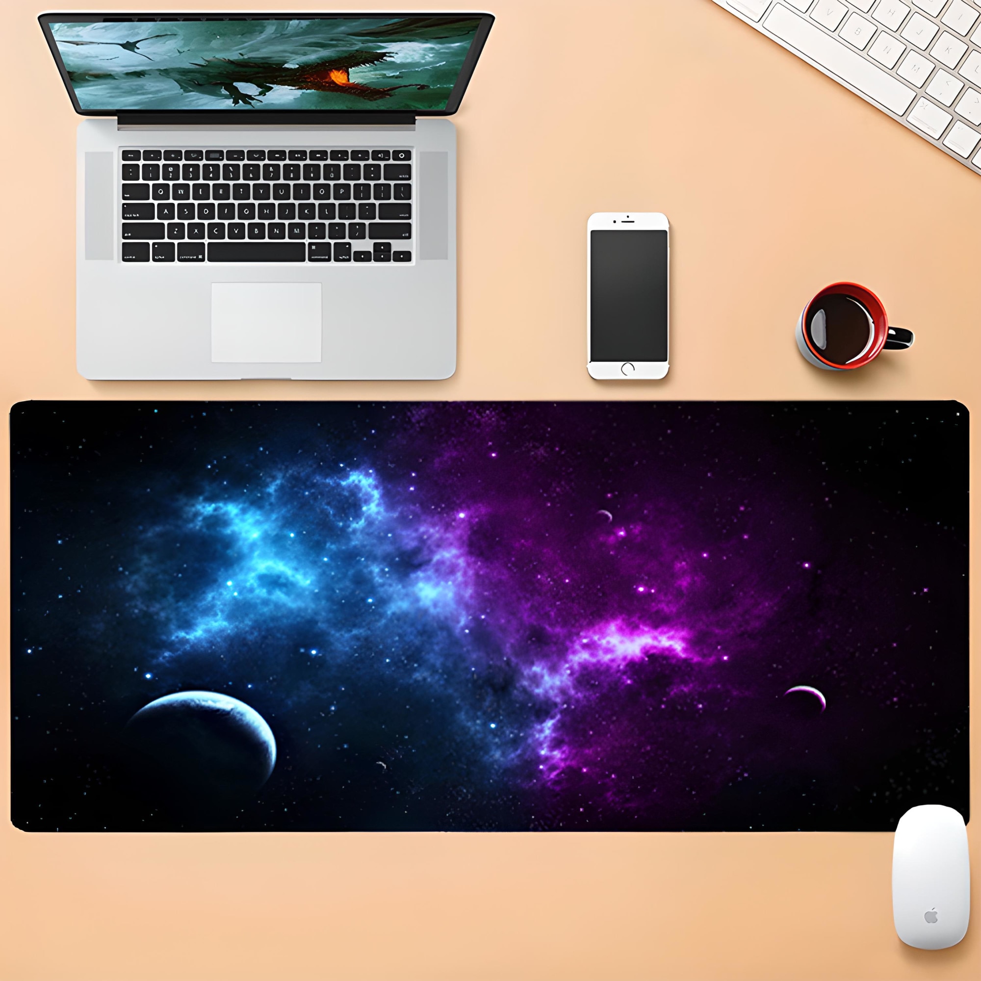 Mouse pad din cauciuc gaming, galaxy, 80x40cm - eMAG.ro