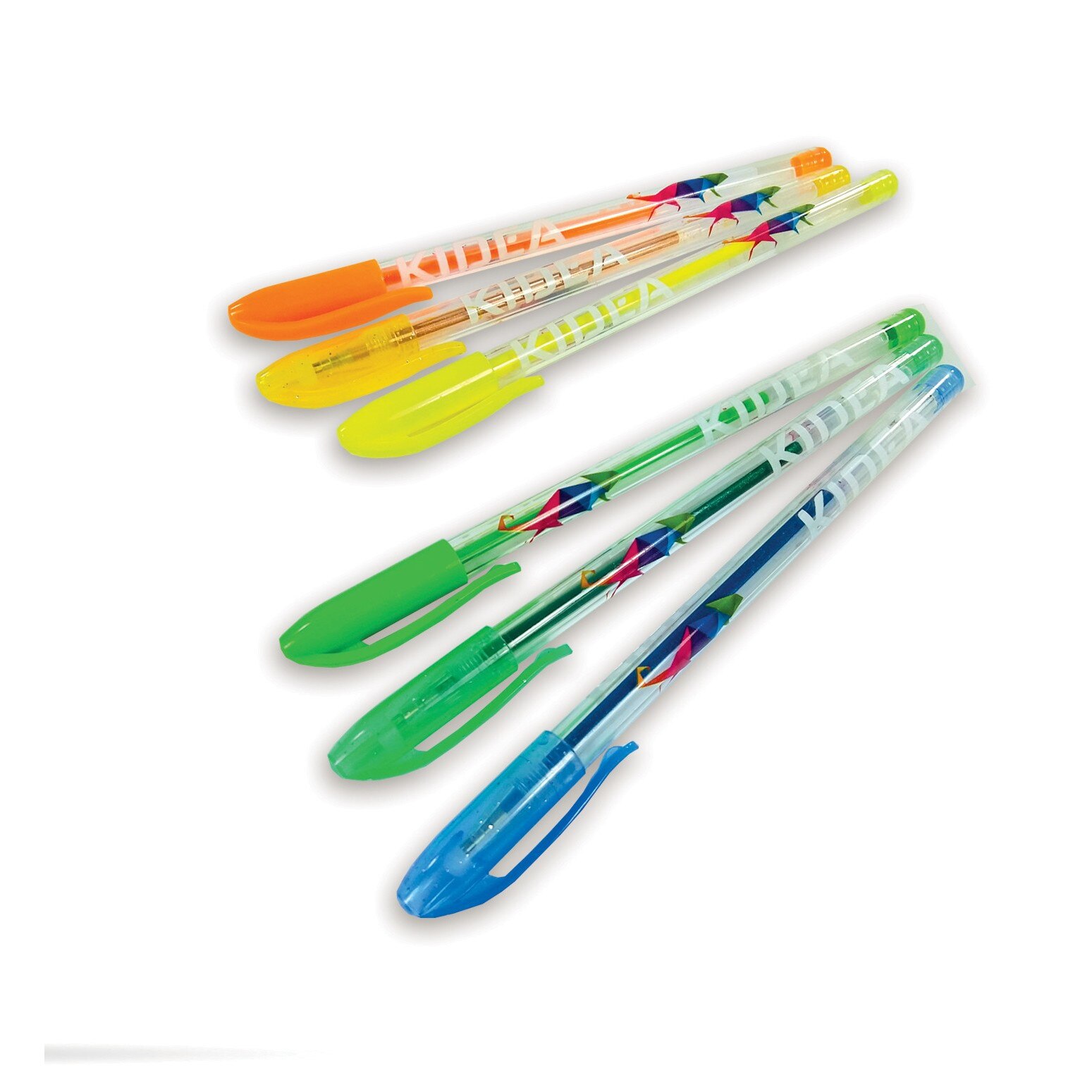 Set 36 pixuri cu gel, Derform, Culori fluorescente, cu sclipici, si ...