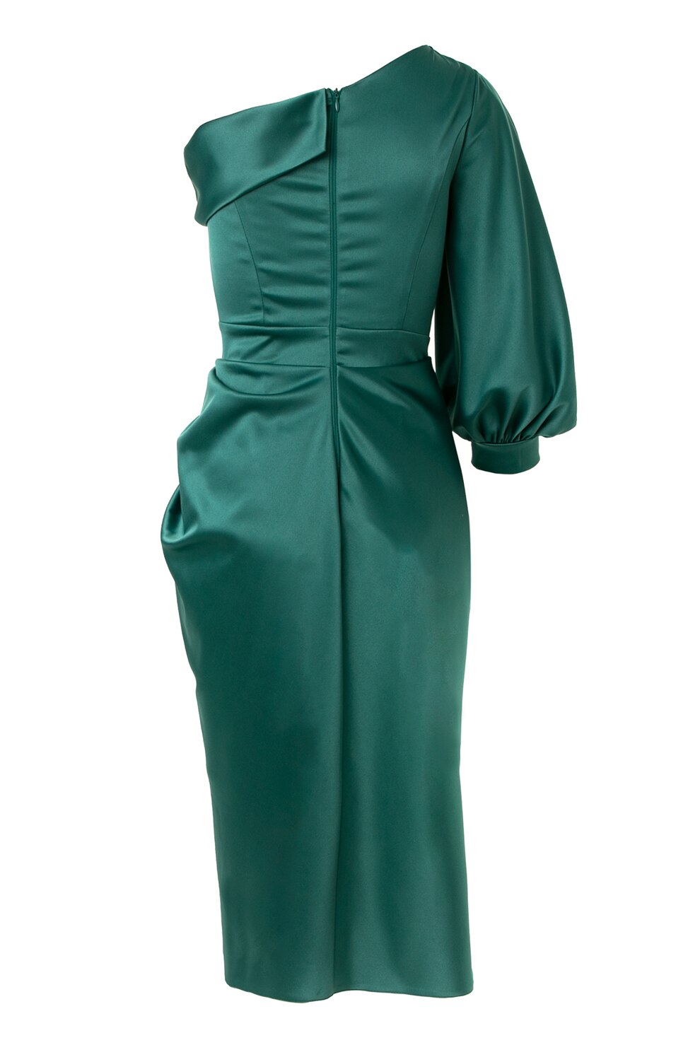 Acob à porter, Rochie cu decolteu pe un umar si detalii drapate, Verde ...