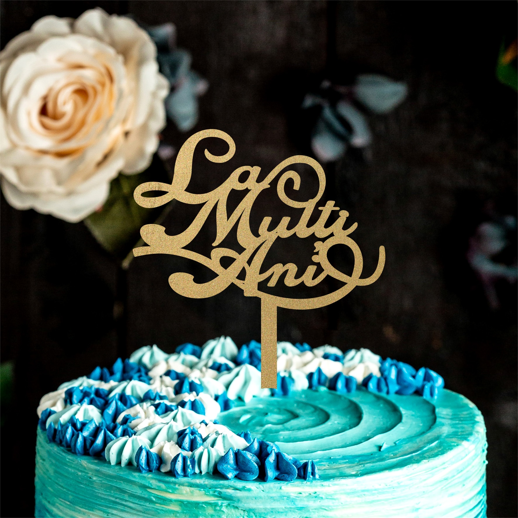 Topper tort La multi ani, Inedit Print, TC31, Auriu, 10 cm - eMAG.ro