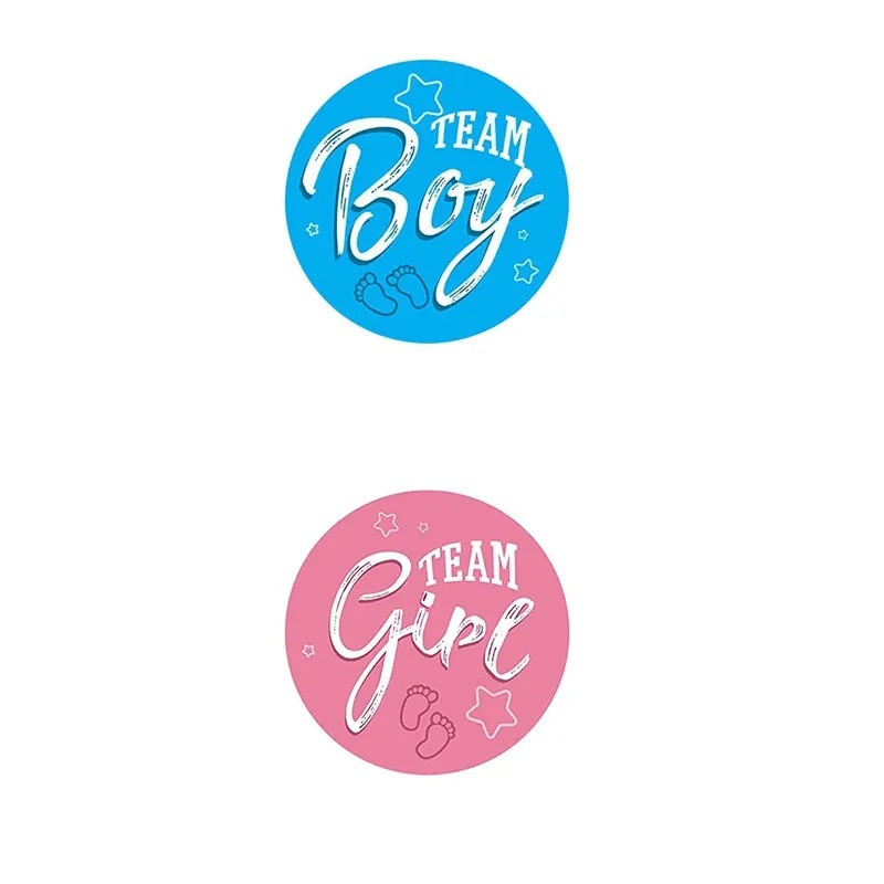 Комплект от 30 стикера Team Boy Blue, Team Girl Pink, Детско парти ...