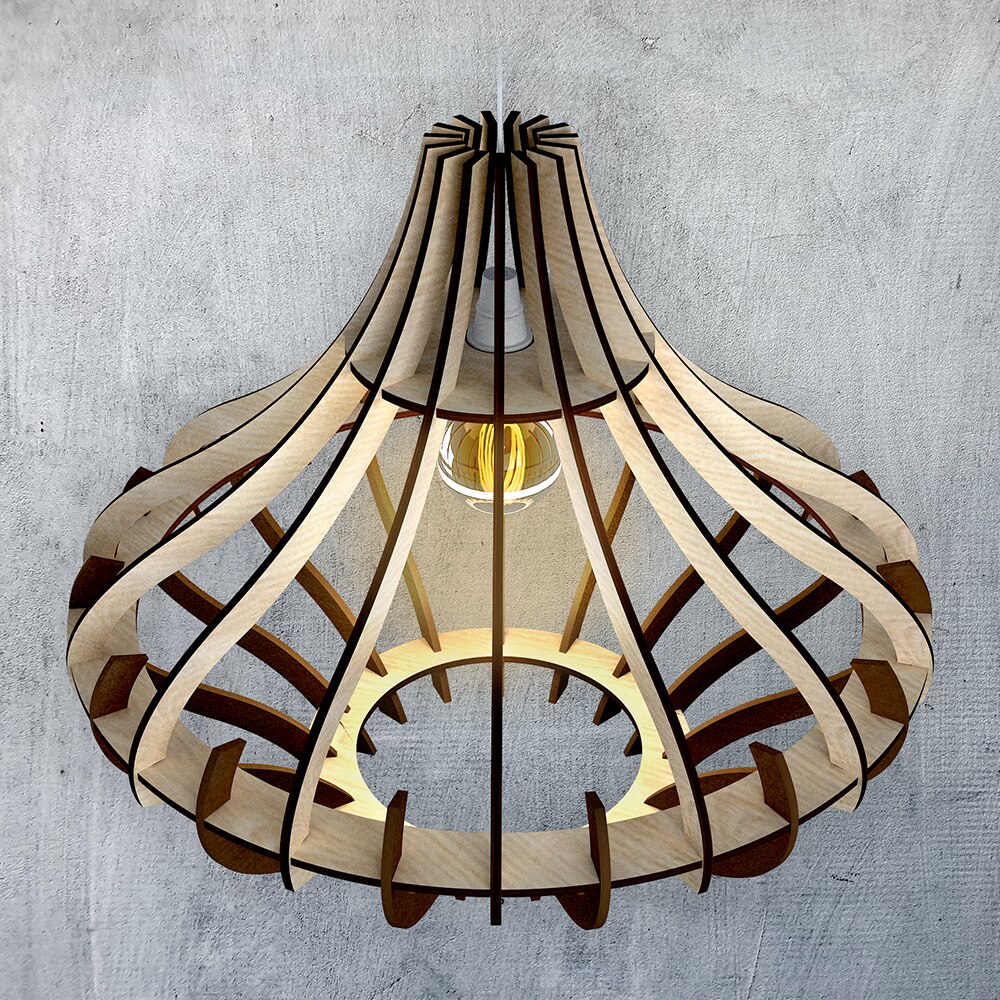 Lustra Porto, Lemn Natural, Led, 40x34x40 cm - eMAG.ro