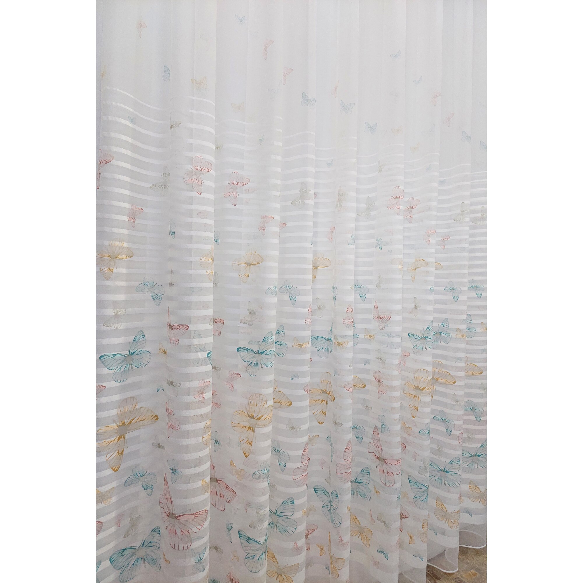 Perdea SereDesign dungi fluturi culoare alb, fir cu plumb, cofectionata ...