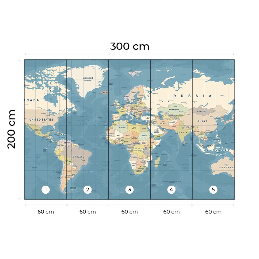 Öntapadó 3d tapéta, Mosható, Realistic World Map, 200x300 cm - eMAG.hu