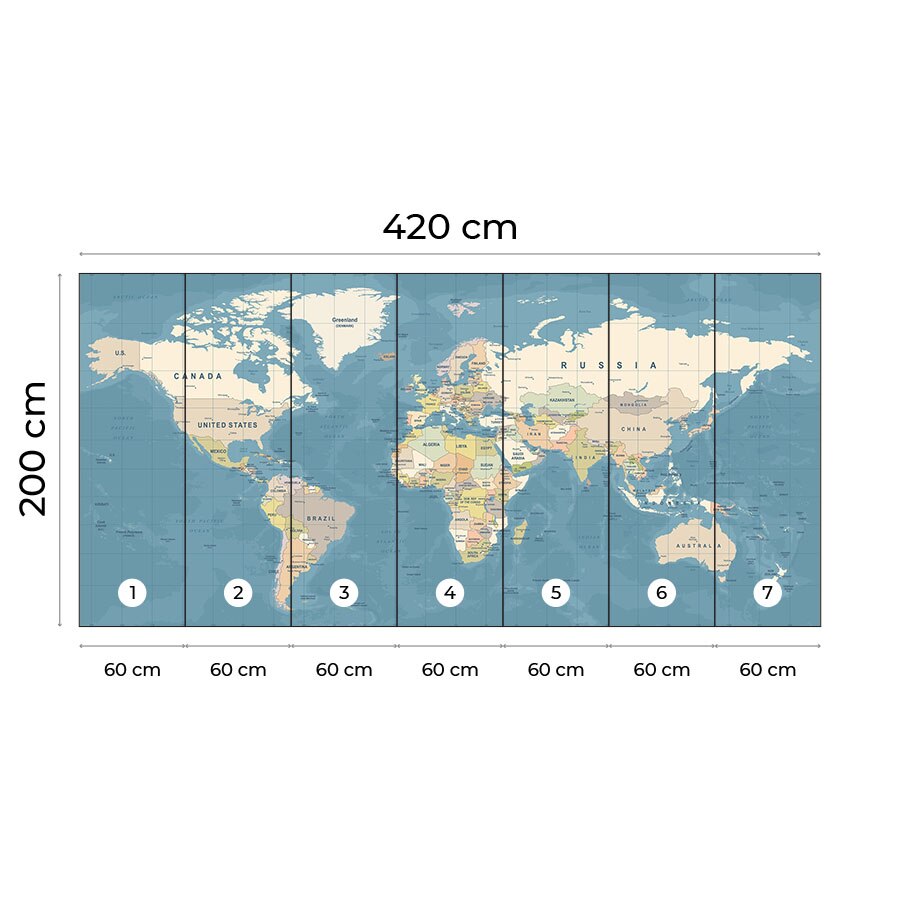 Öntapadó 3d tapéta, Mosható, Realistic World Map, 200x420 cm - eMAG.hu
