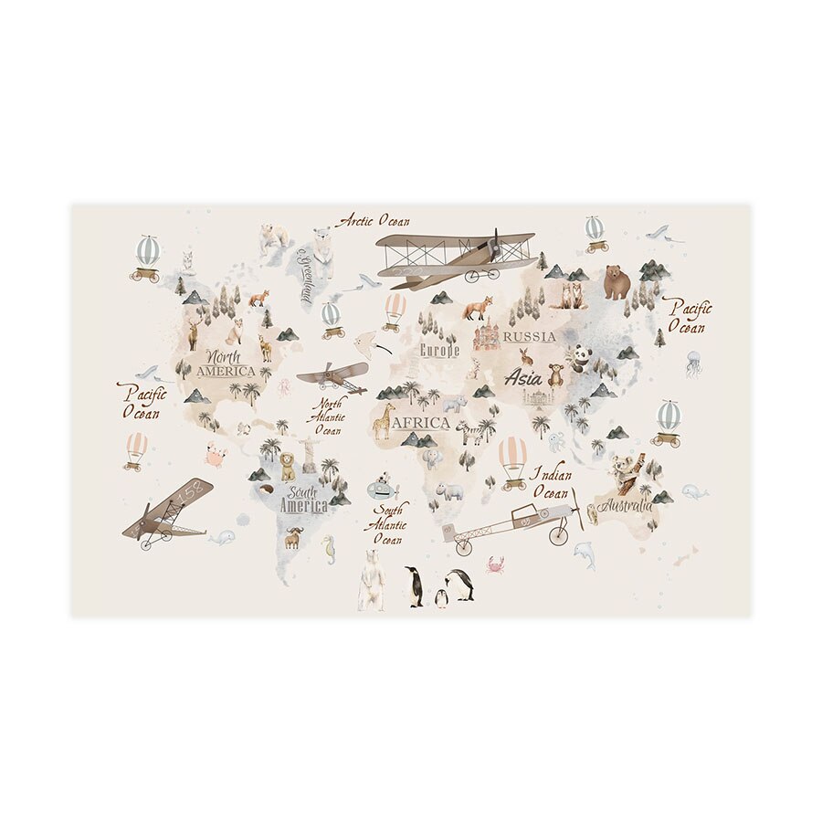 Cамозалепващ фототапет, ARTHUB, измиваем, Beige Map, 255x420 cm - eMAG.bg