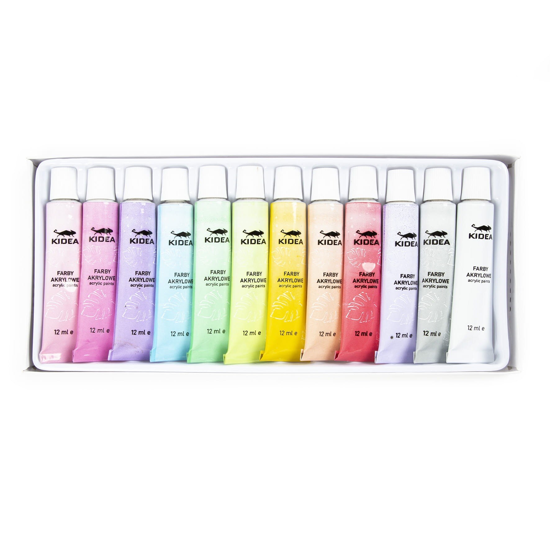 Set 12 de vopsele acrilice pastel, Derform Kidea, 12 ml, Multicolor ...