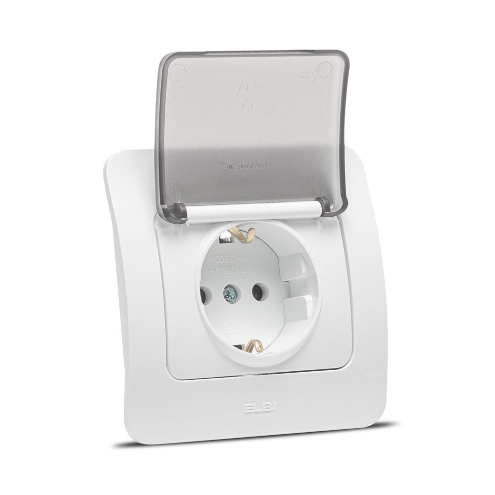 Priza Schuko cu capac, impamantare, 220-240V, 16A, gama Jazz, Alb - eMAG.ro