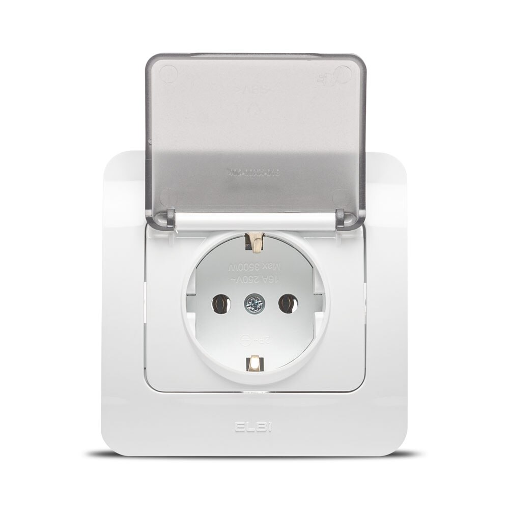 Priza Schuko cu capac, impamantare, 220-240V, 16A, gama Jazz, Alb - eMAG.ro
