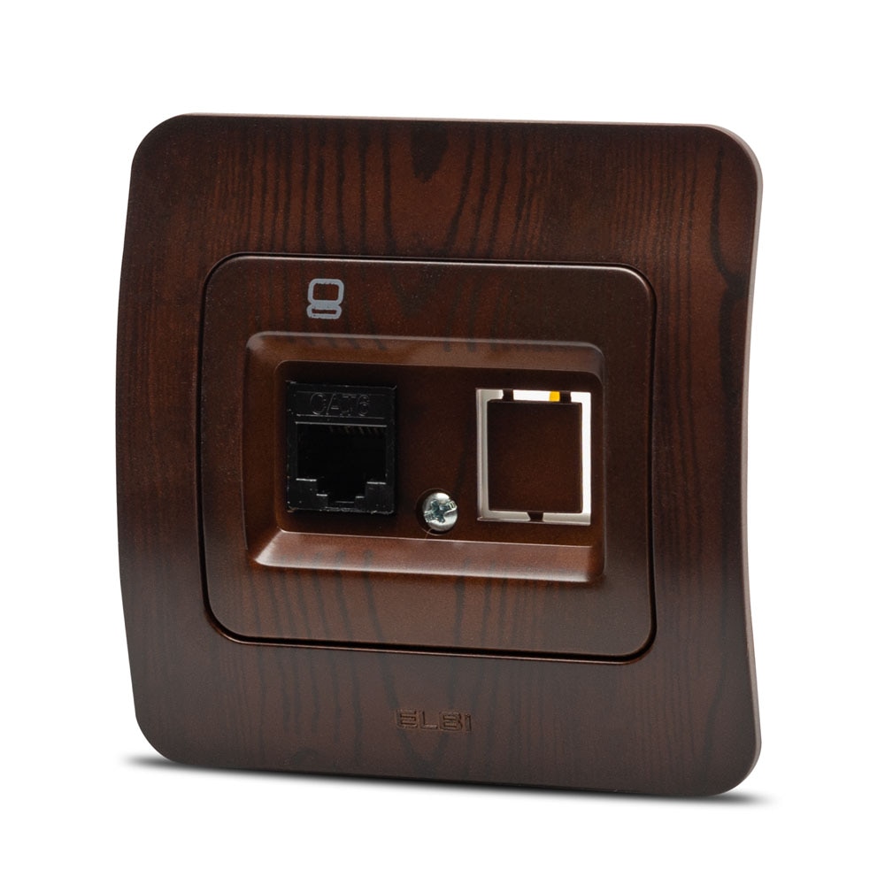 Щепсел UTP RJ45 Elbi Jazz Cat6 Recessed Dark Walnut ST - eMAG.bg