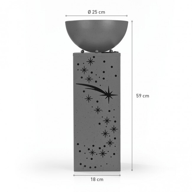 Ghiveci cu pilon Garvida, inaltime 59 cm, cu lumina LED, gri - eMAG.ro
