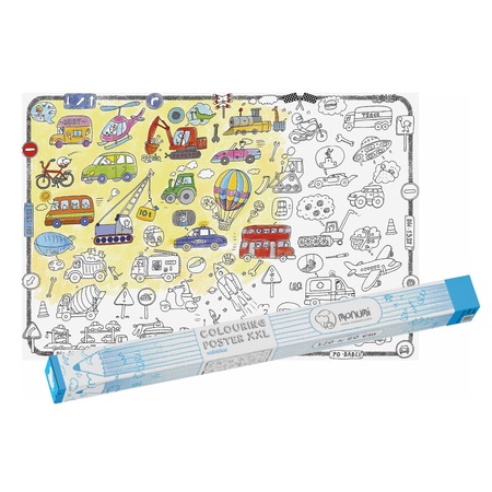 Poster de colorat Vehicule, Monumi, Carton, 120 x 80 cm, XXL - eMAG.ro