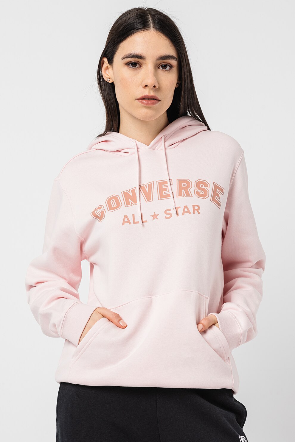 Converse, Худи All Star Single Screen, Пастелнорозов, S - eMAG.bg