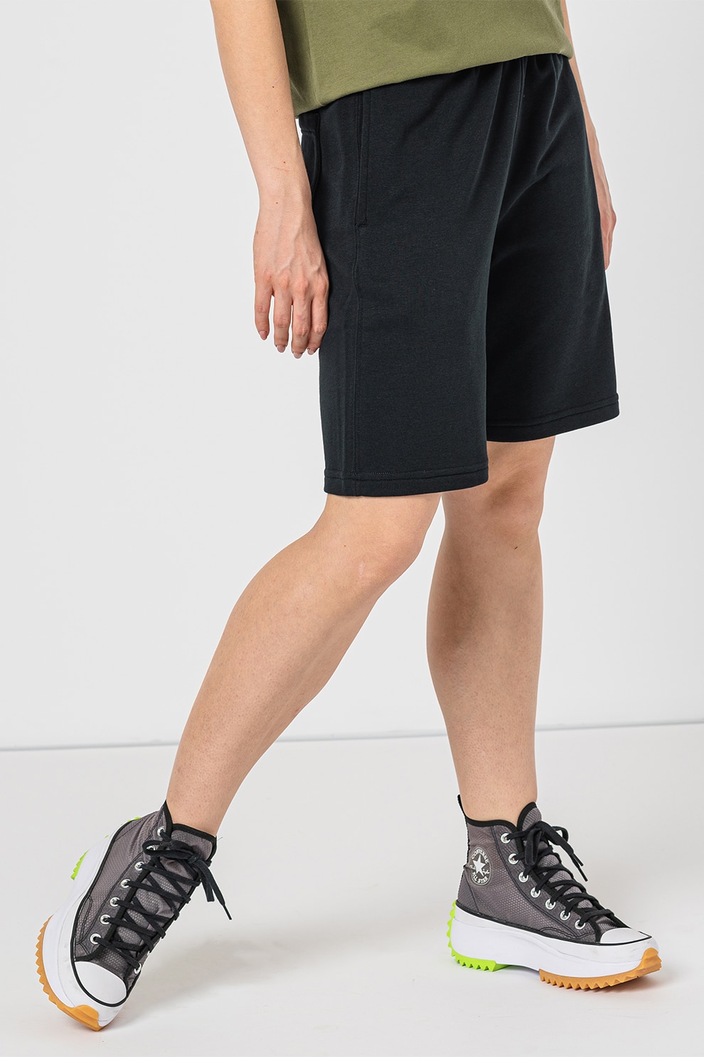 Converse, Унисекс къс спортен панталон с памук, Черен, XL - eMAG.bg