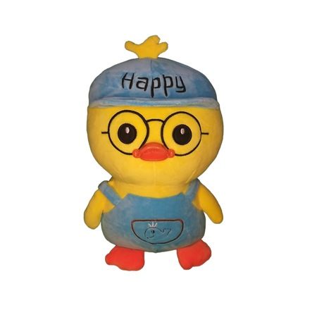 Rata de plus galbena cu sapca si salopeta, 30cm - eMAG.ro