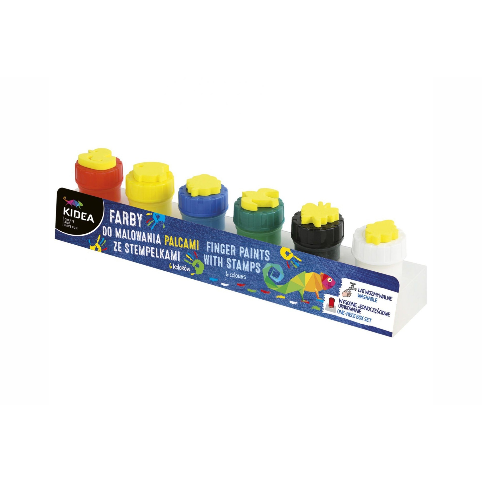 Set vopsea cu degetul, Derform Kidea, 6 bucati si pensula, Multicolor ...