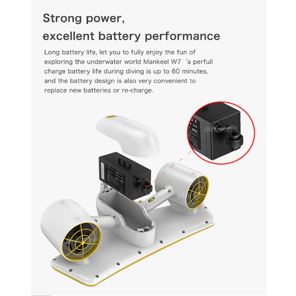 Scuter subacvatic MANKEEL W7 cu elice dubla, adancime de scufundare de ...